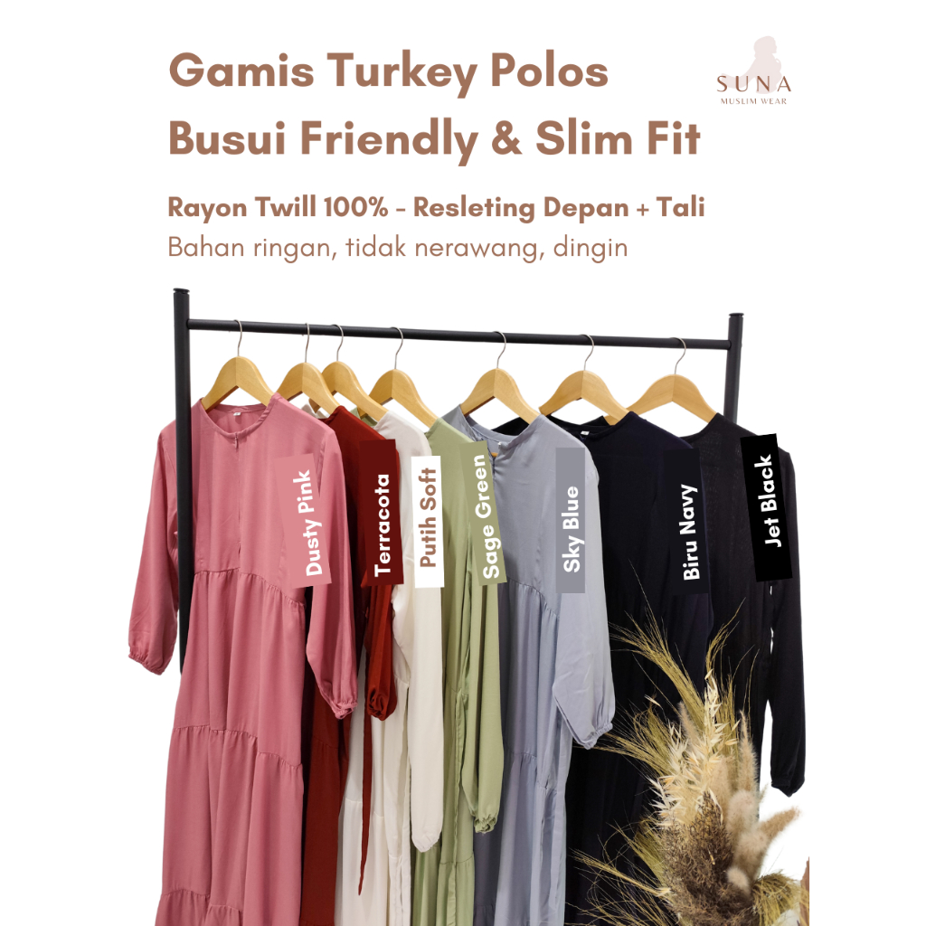 Jual Gamis Lebaran 2025 Model Terbaru Rayon Twill Polos Premium Ori ...