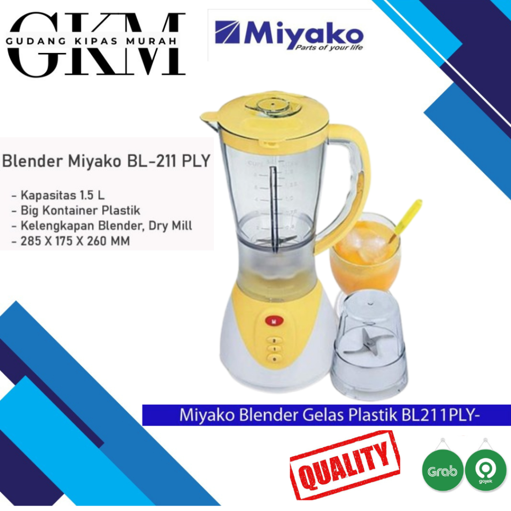 Jual Miyako Blender BL-211 PLY / BL-211PLY (PLASTIK / 1,5 LITER) | Shopee Indonesia