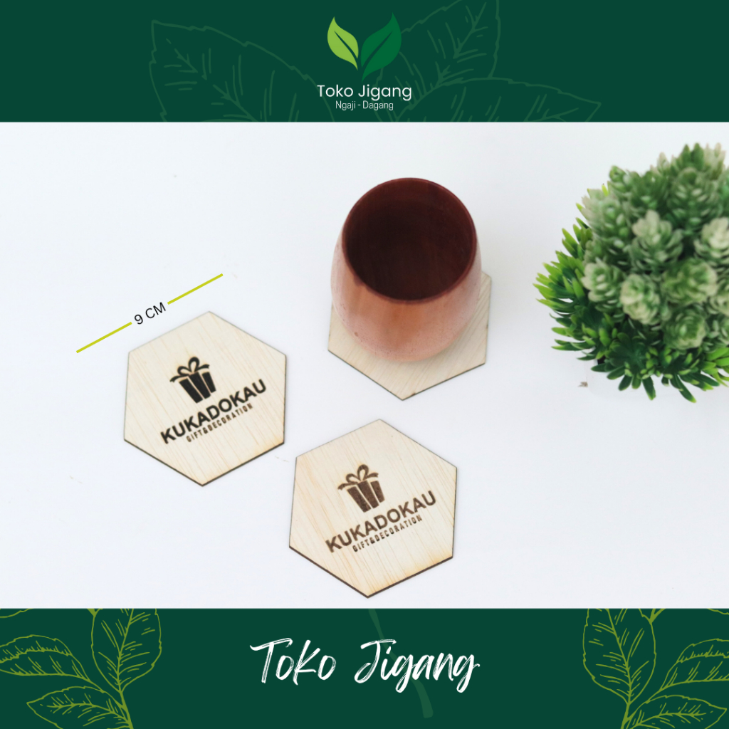 Jual JIGANG | Coaster Kayu Hexagonal | Tatakan Gelas Gratis Grafir Logo ...