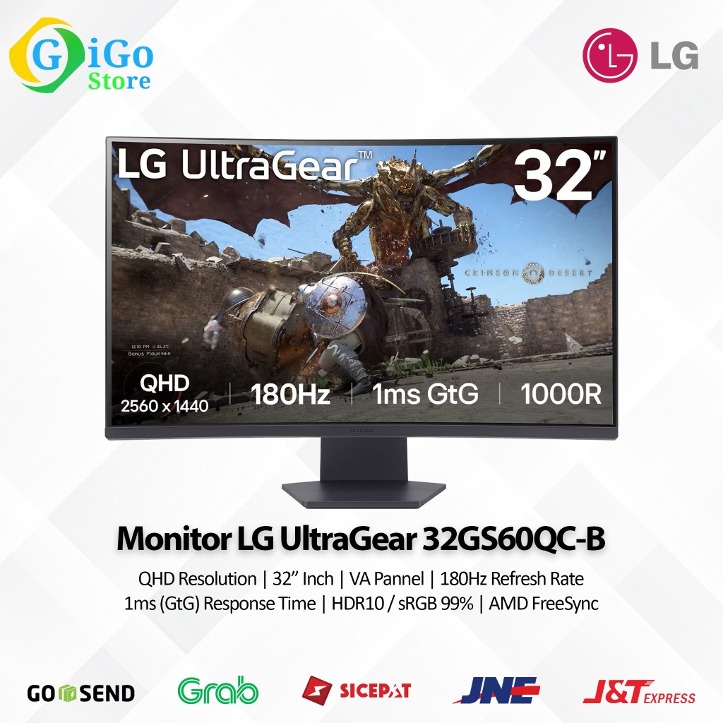 Jual Monitor Curved LG UltraGear 32GS60QC VA 32" 180Hz QHD HDMI DP 1ms ...