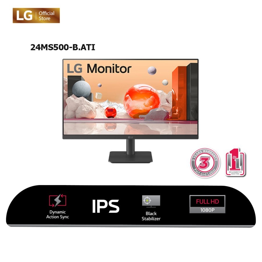 Jual Monitor LED LG 24MS500-B 24" FHD monitor with AMD FreeSync 100Hz ...