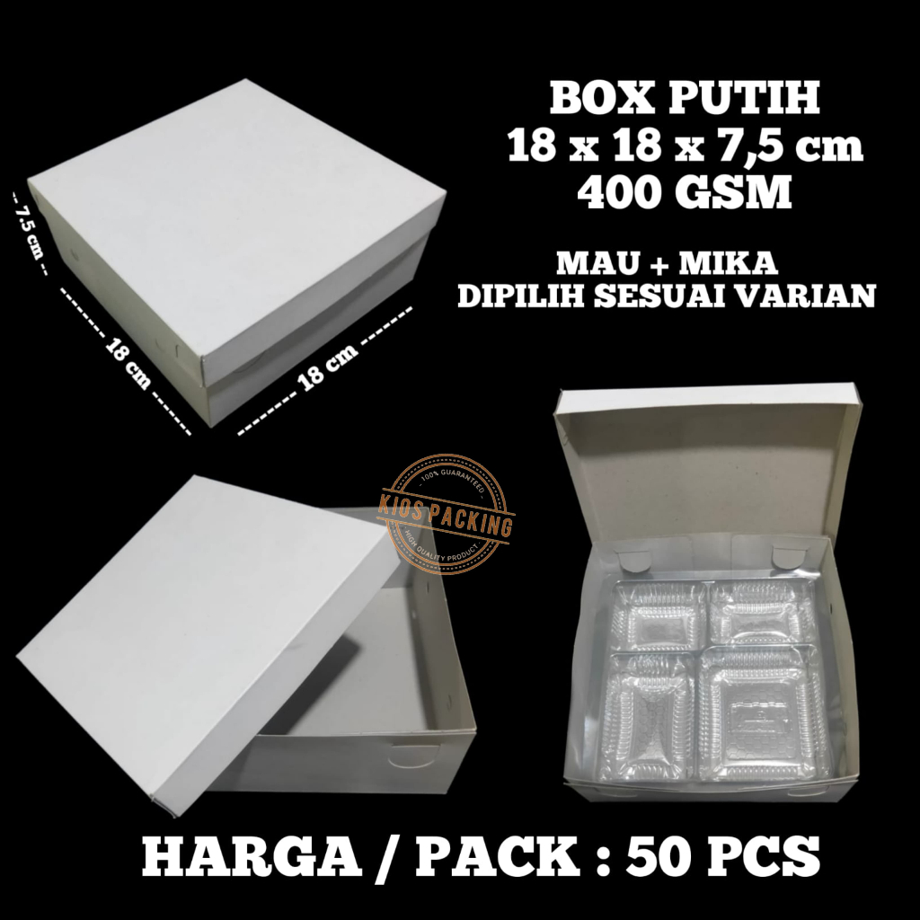 Jual Dus / Box 400gsm 18x18 Isi 50set / Kotak Nasi Dus Kemasan Kue ...