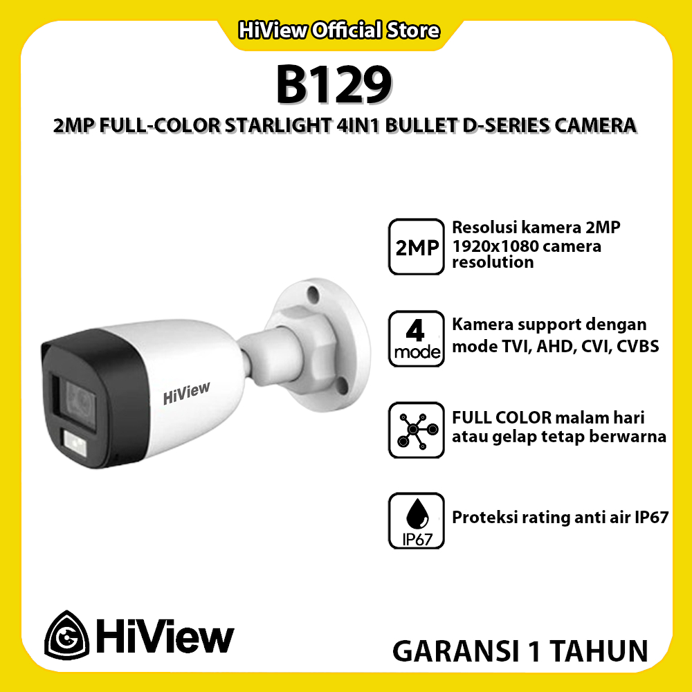 Jual HiView B129 2MP Full-Color Starlight 4 in 1 Bullet D-Series Camera ...