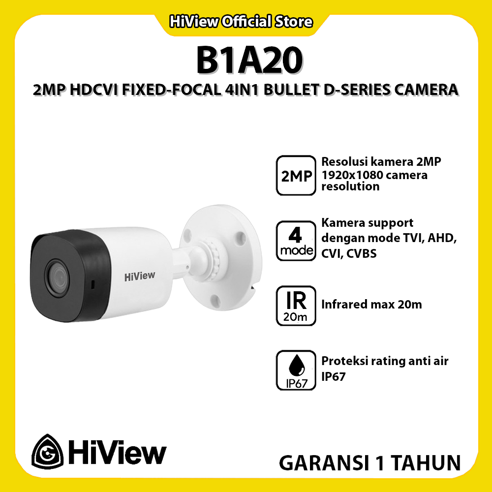 Jual HiView B1A20 2MP Hdcvi Fixed Focal 4in1 Bullet D-Series Camera | Shopee Indonesia