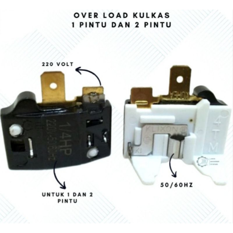 Jual Overload kulkas universal ukuran 1/6 & 1/4 dan Relay pin 1 kanan ...