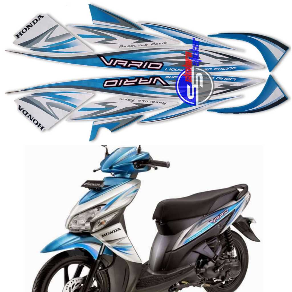 Jual STIKER STRIPING LIS LES POLET BODY MOTOR HONDA VARIO CW 110 KARBU 2012 PUTIH BIRU FULLSET ...