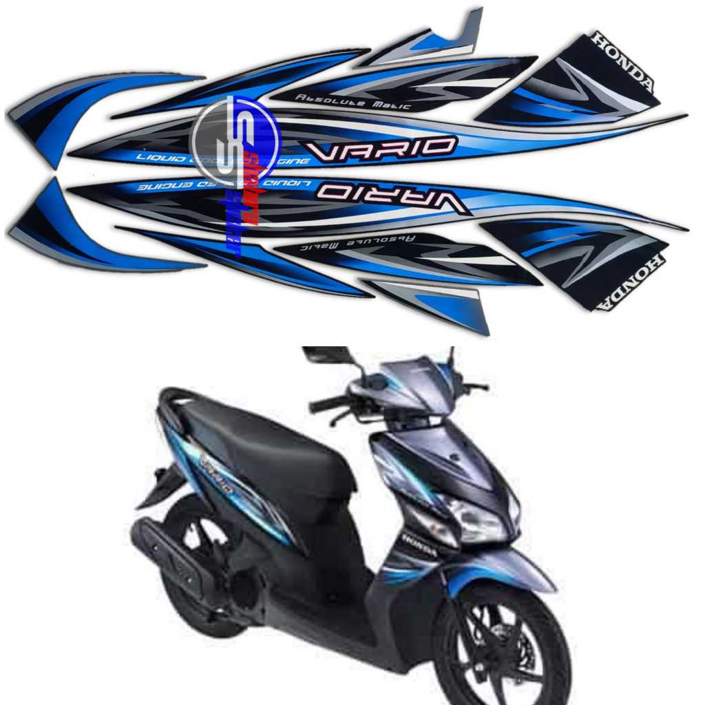 Jual STIKER STRIPING LIS LES POLET BODY MOTOR HONDA VARIO CW 110 KARBU 2012 HITAM BIRU FULLSET ...