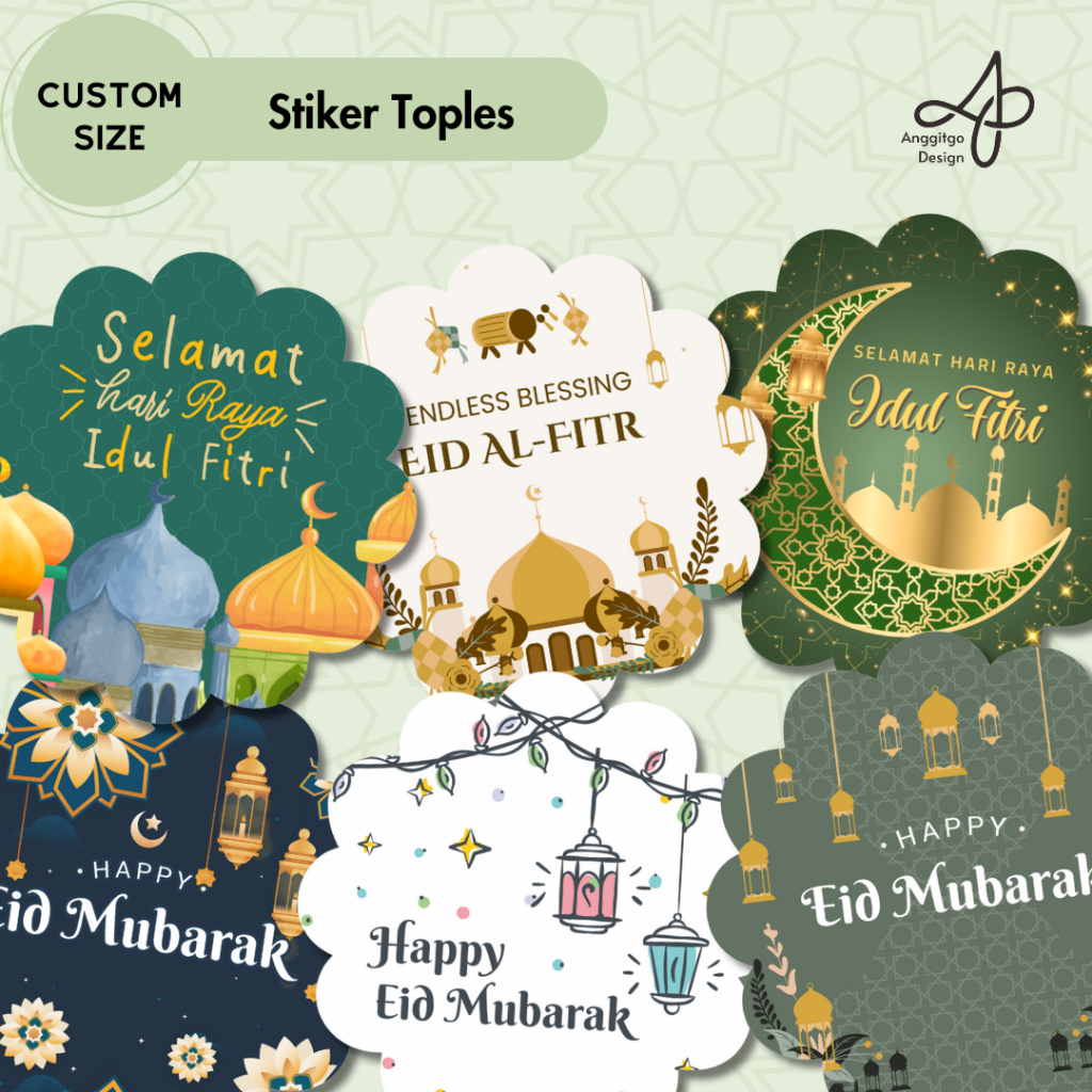 Jual Sticker Stiker Label Toples Idul Fitri Lebaran Eid Mubarak Stiker ...