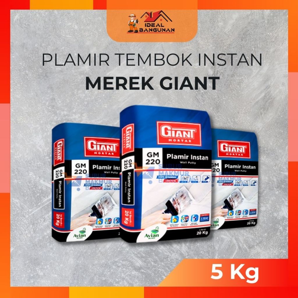 Jual [READY] PLAMIR INSTAN GIANT MORTAR 5 KG | PLAMIR TEMBOK | GIANT ...