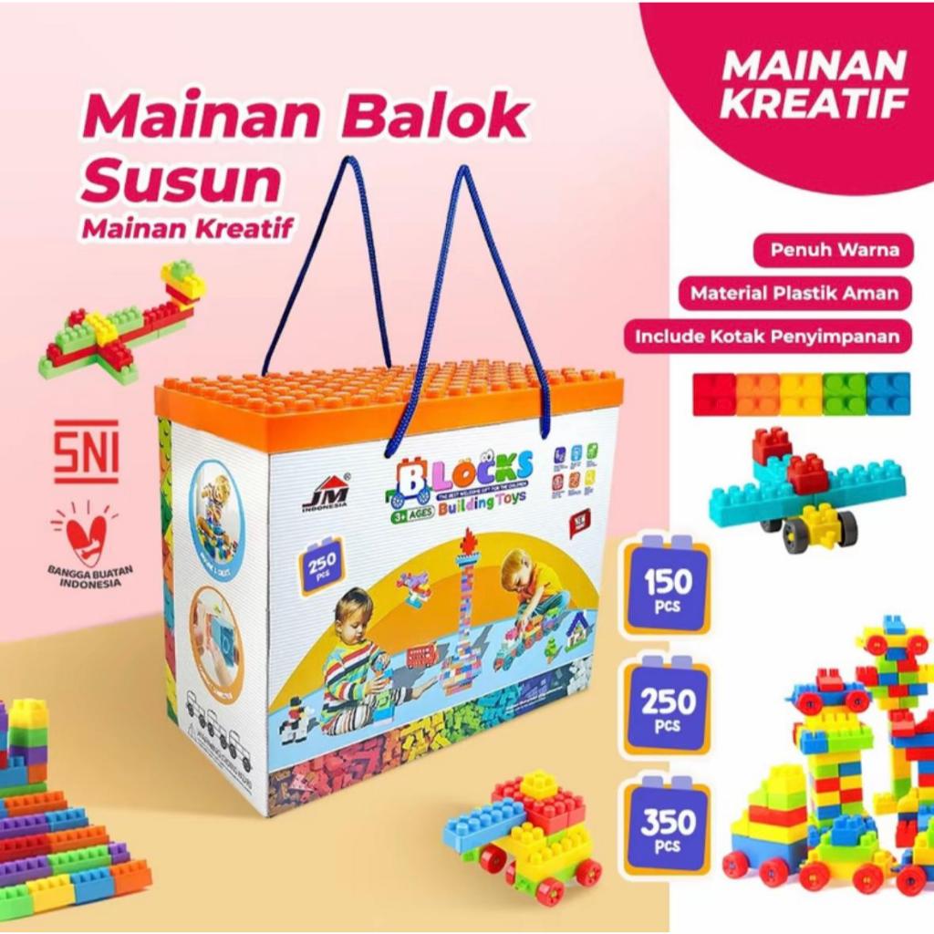 Jual Mainan Edukasi Anak Block Susun DIY 250PCS/350PCS Ukuran lebih ...