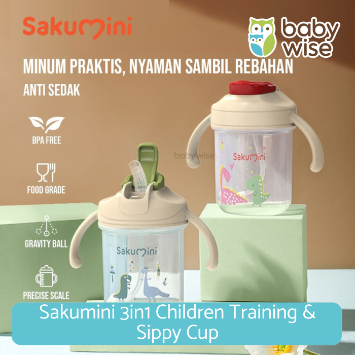 Jual Sakumini 3in1 Children Training & Sippy Cup - Gelas Minum Sedotan Anak | Shopee Indonesia