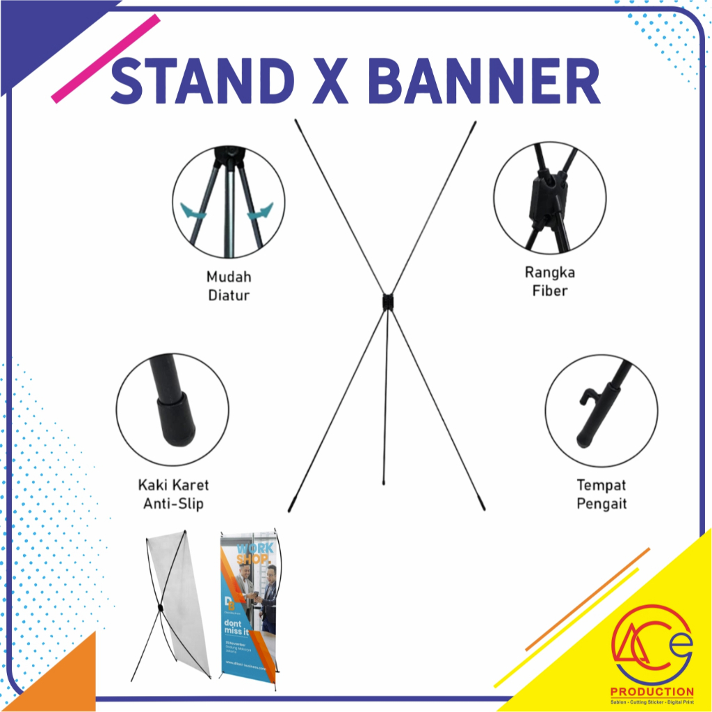 Jual X BANNER Y BANNER STAND BANNER TRIPOD BANNER 60X160CM | Shopee ...