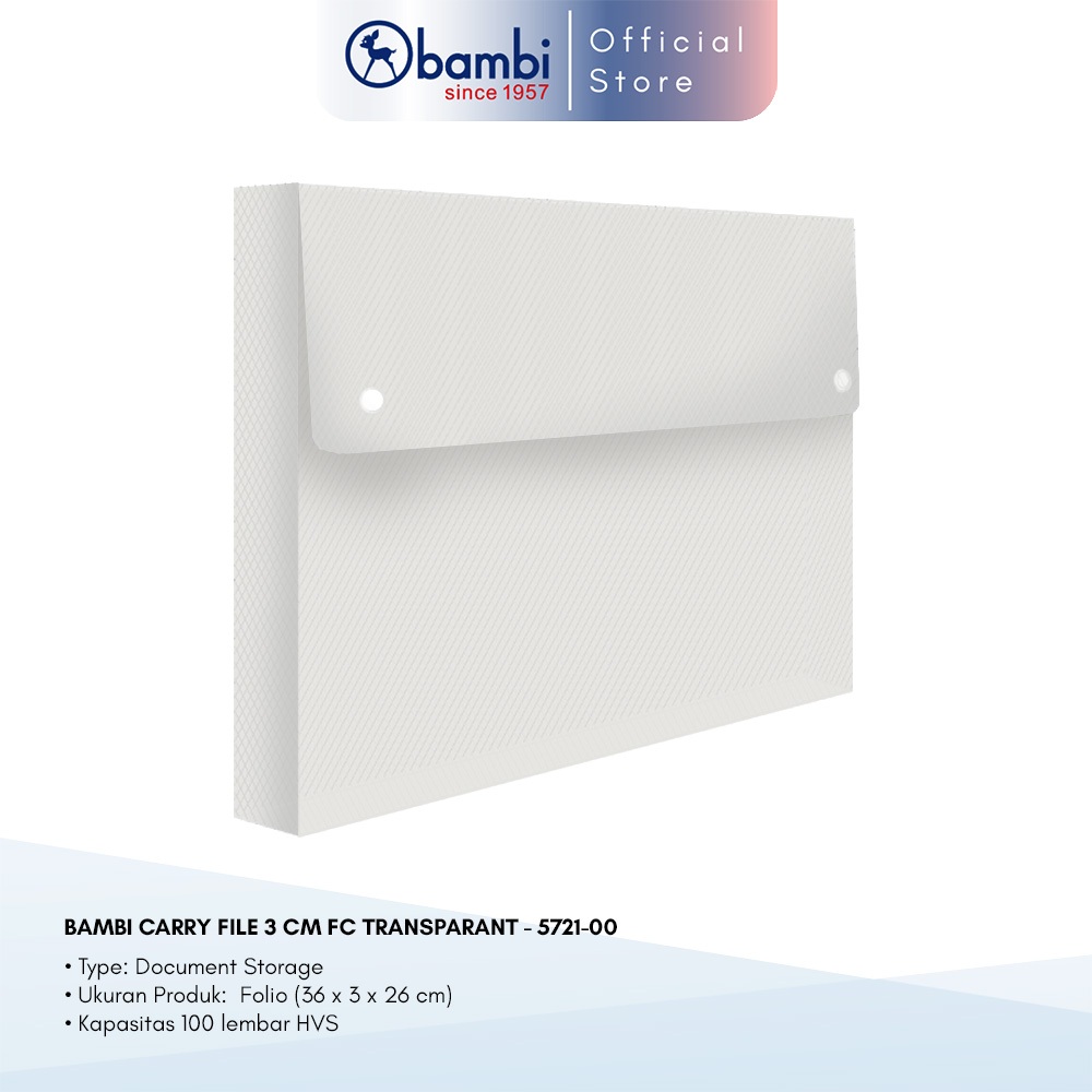 Jual Bambi Organizer Map Dokumen Folio Carry File 3 cm Transparant ...