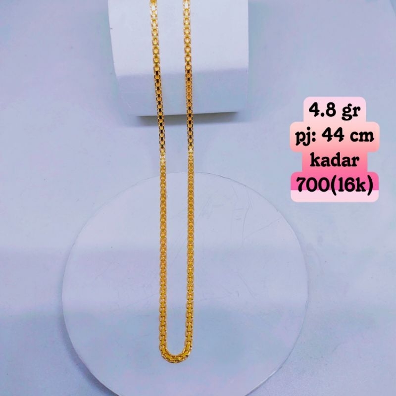 Jual kalung emas model rantai gepeng kotak kotak ukir kadar 70%(16k ...