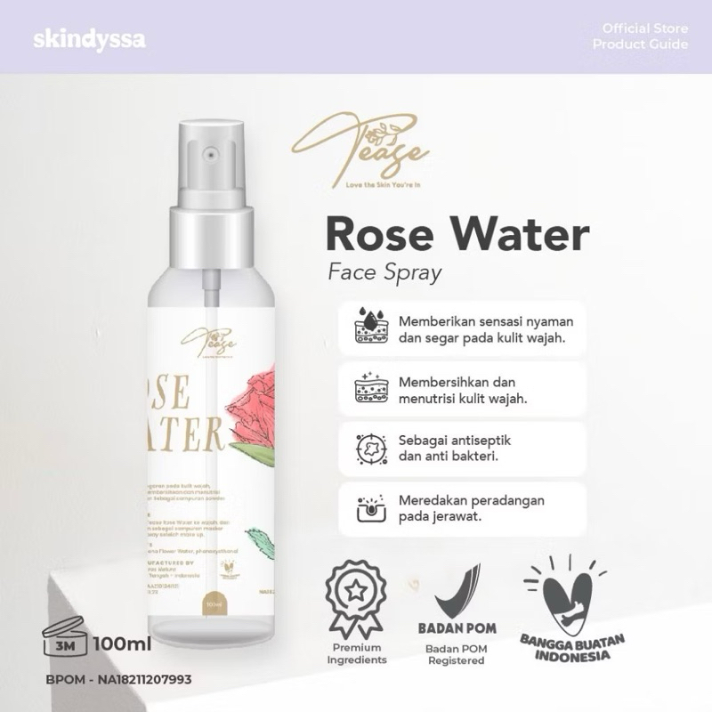 Jual Rose water air mawar spray Daisy Organic x Tease Rose Water ...