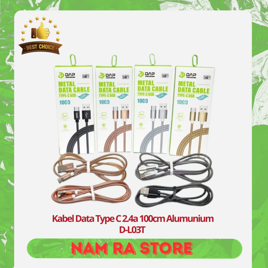 Jual Kabel Data Type C 2.4a 100cm Alumunium Fast Charging D-L03T DAP ...