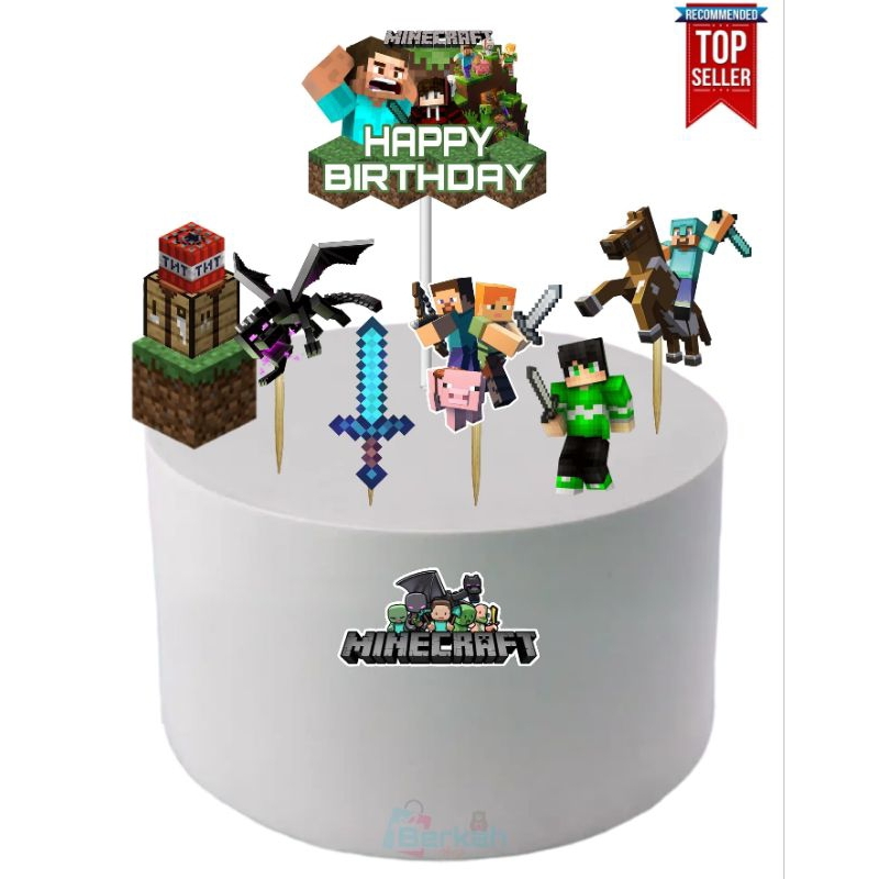 Jual Topper Minecraft, Topper cake, hiasan kue ulang tahun topper ...