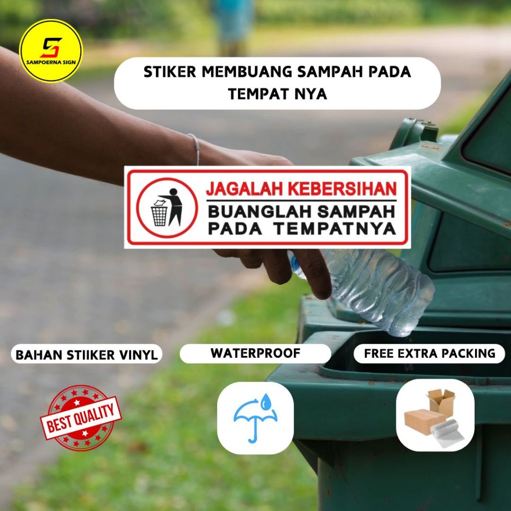 Jual Sign Sticker jagalah kebersihan buang sampah pada tempatnya ...