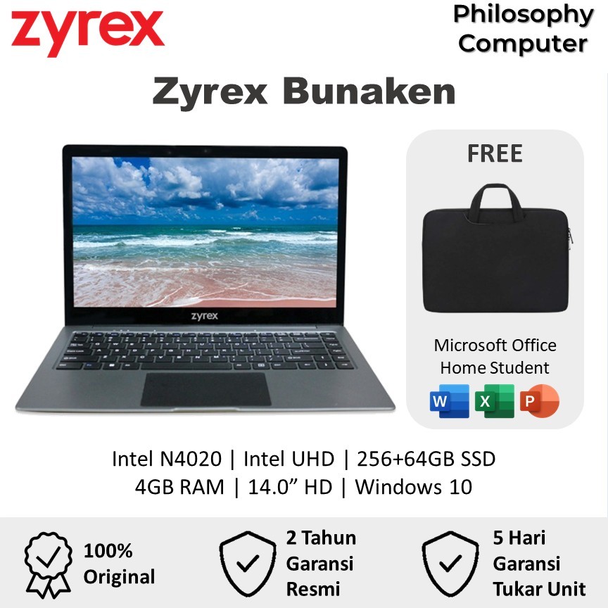 Jual Laptop Zyrex Bunaken Intel N4020 RAM 4GB 256GB+64GB SSD 14.0" HD Windows 10 | Shopee Indonesia