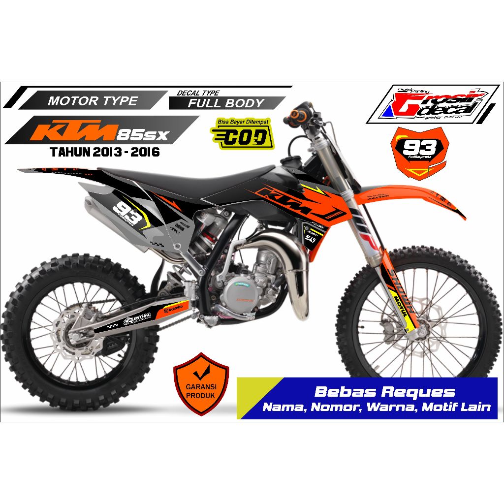 Jual Sticker Stiker KTM 85 2013 - 2016 Full body Free custom | Shopee ...