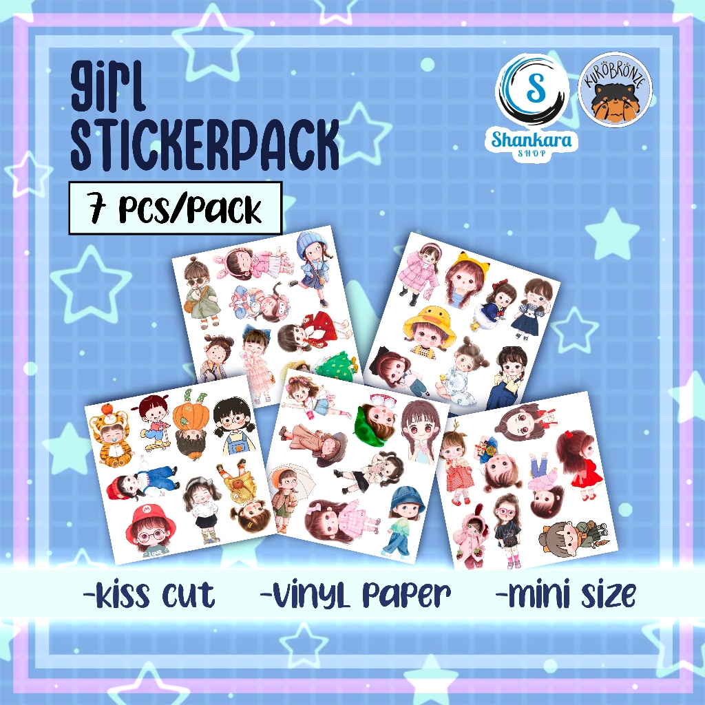 Jual ( isi 7 karakter ) GIRL STICKER PACK / STIKER LUCU / STIKER JURNAL ...