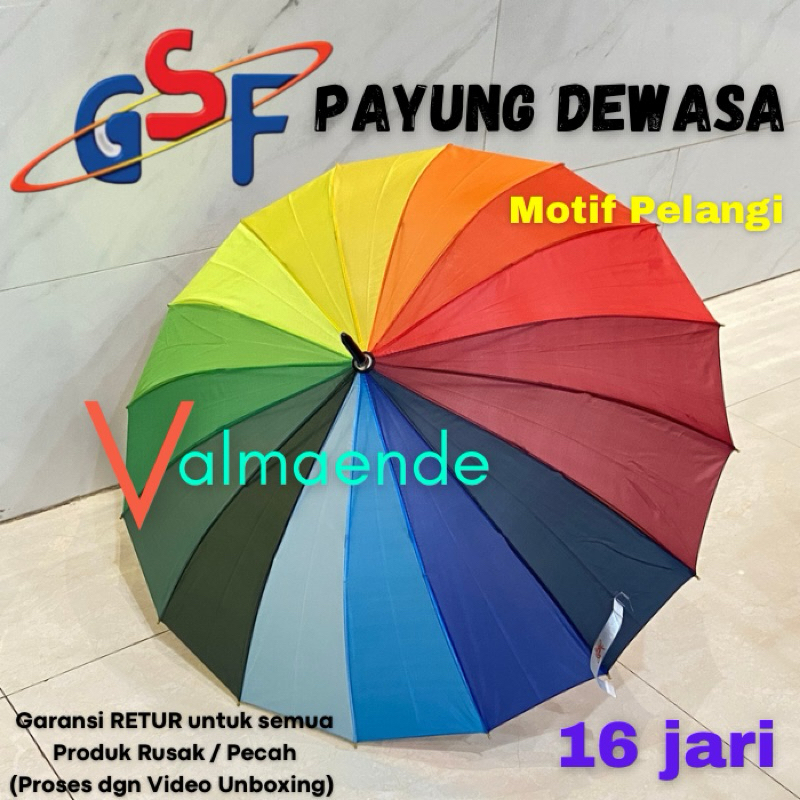 Jual Payung Pelangi Jumbo Besar 95cm Payung Dewasa Golf Umbrella Payung ...