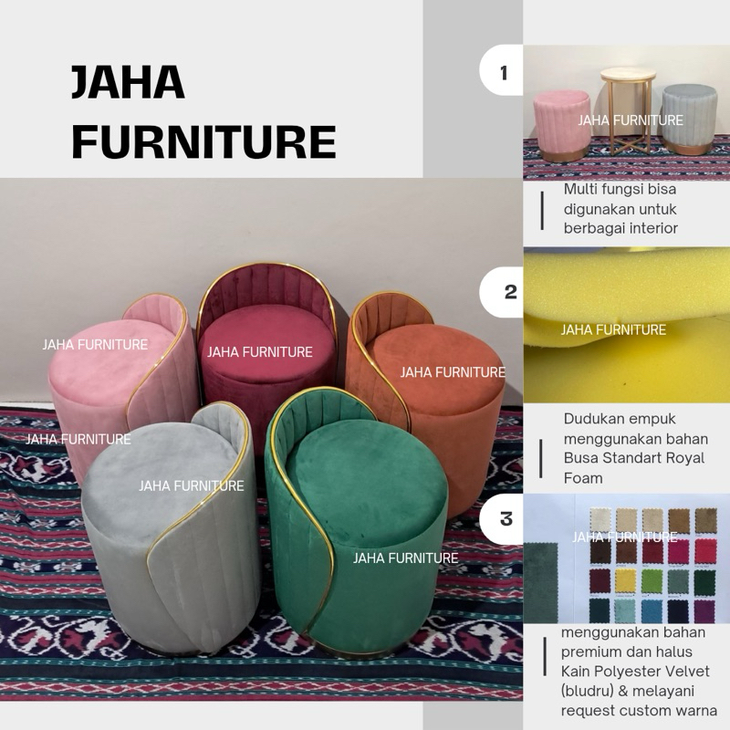 Jual STOOL SANDARAN LENGKUNG OVAL SALUR // SOFA MINIMALIS // JAHA ...