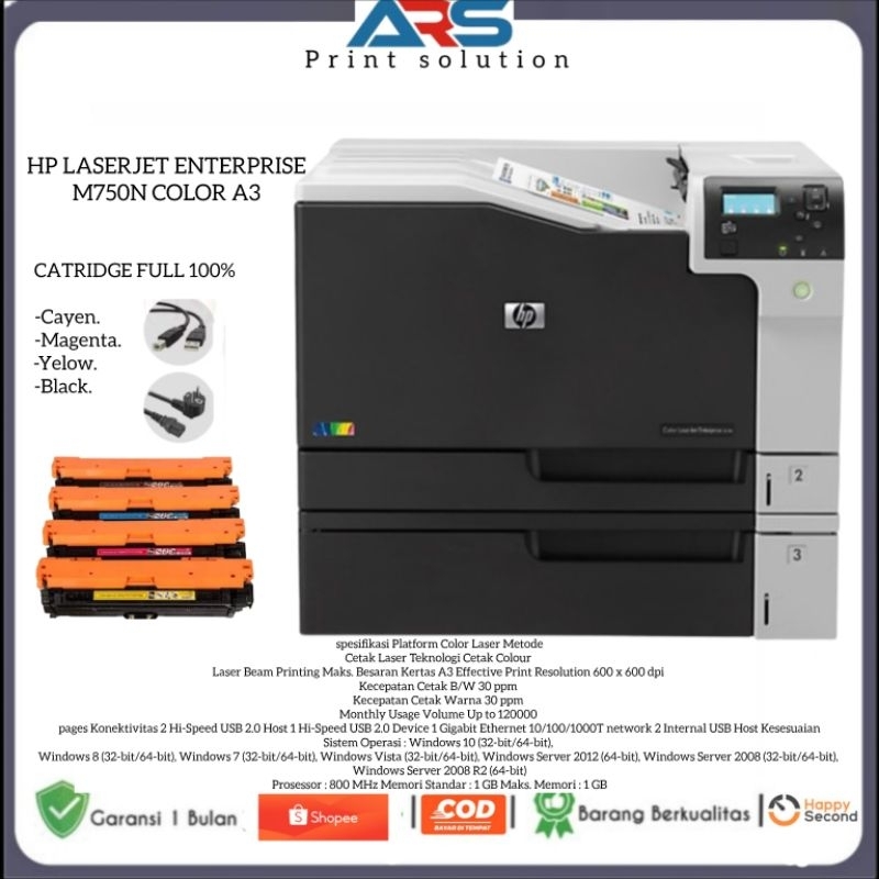 Jual HP LASERJET ENTERPRISE M750N COLOR A3 MULUS GARANSI | Shopee Indonesia
