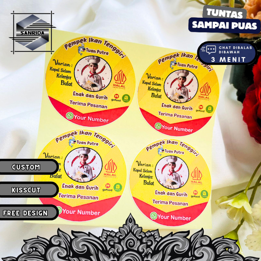 Jual 2-4 Sanrida Sticker Chromo Bulat Edisi Pempek Tekwan Makanan Khas ...