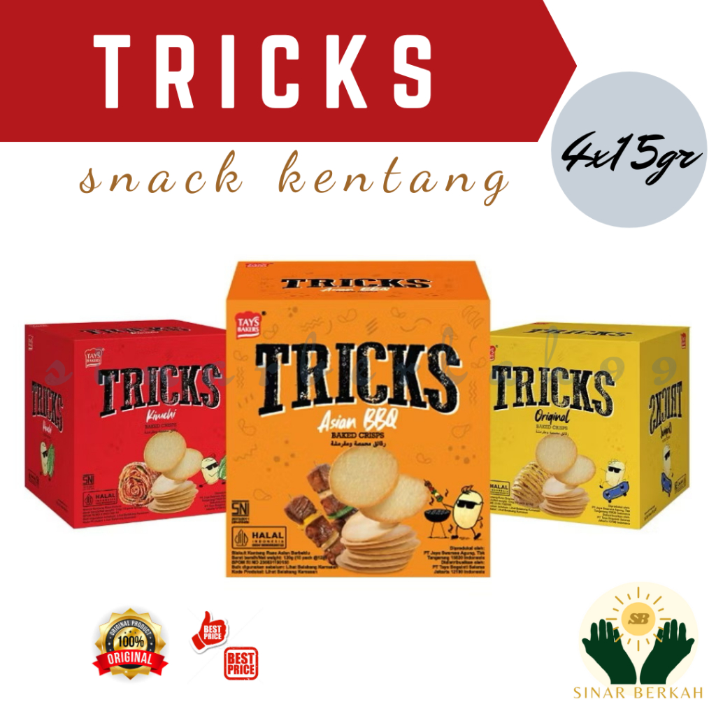 Jual Tricks Crisps Potato Baked keripik Kentang 4 x 15 Gram All Varian | Shopee Indonesia