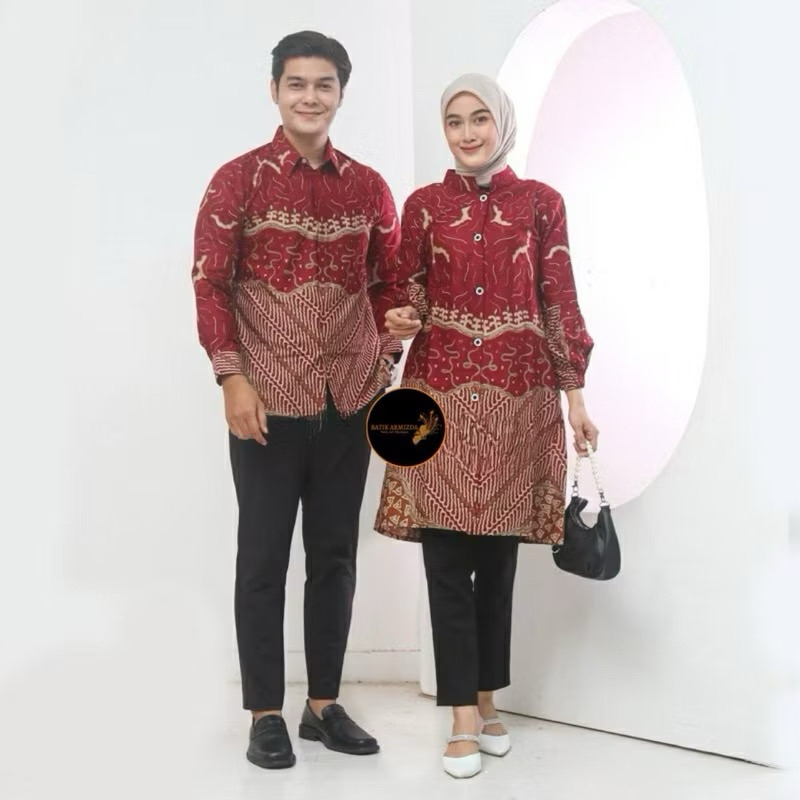 Jual Atasan Batik Couple Kerja Pasangan Couple Murah Kantor Wanita ...
