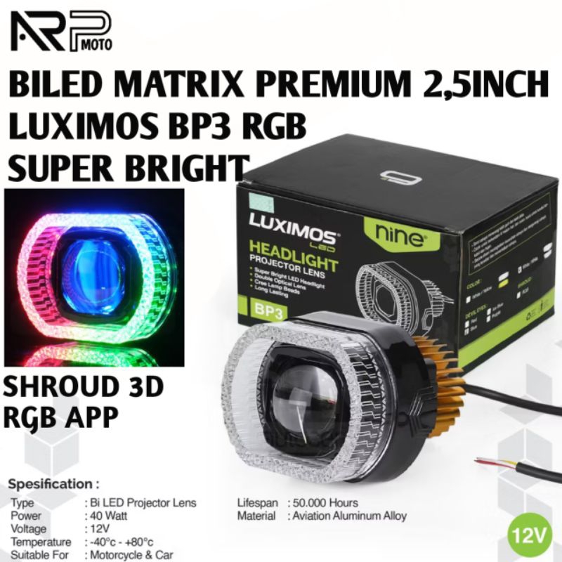 Jual Luximos BP3 SHROUD RGB 2,5INCH Headlight LED Biled Matrix Premium ...