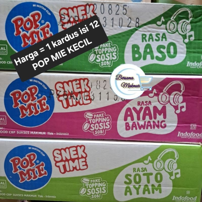 Jual Pop Mie Kecil kardusan isi 12 cup mi snek time | Shopee Indonesia