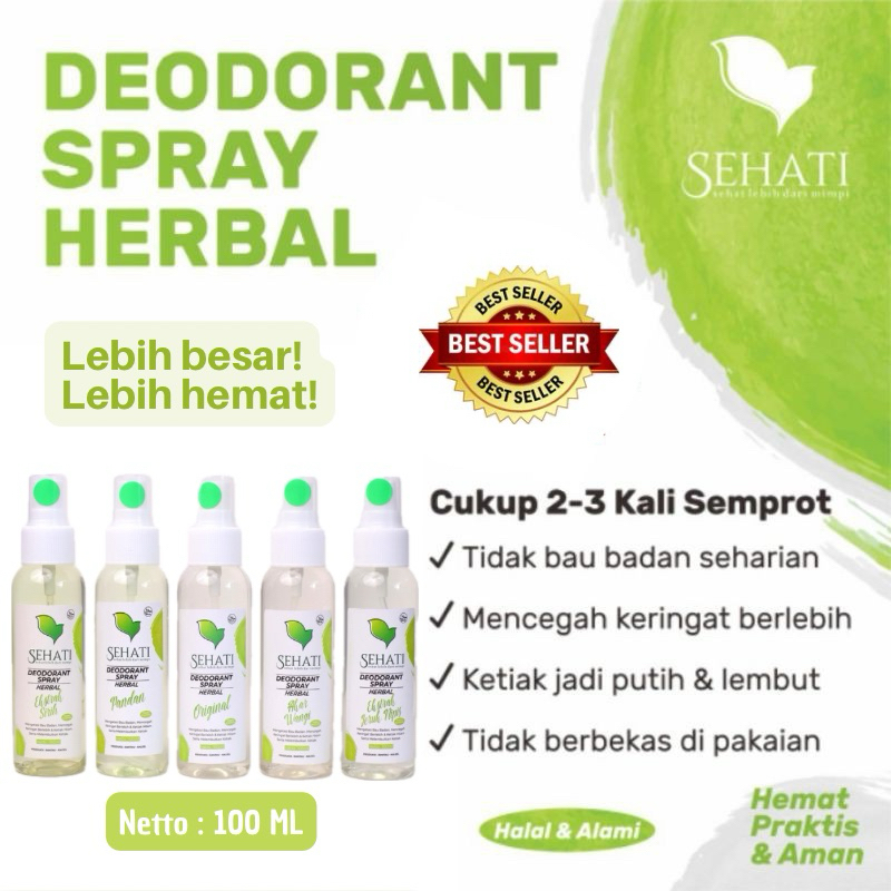 Jual DEODORANT SPRAY HERBAL (100 ML) / PENGHILANG BAU BADAN / PERAWATAN ...