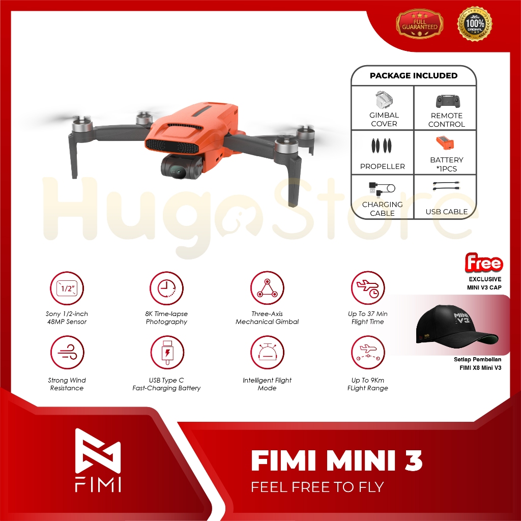 Jual FIMI X8 MINI 3 Drone GPS 9km 4K 3-axis Gimbal 37 Min Flight Time ...