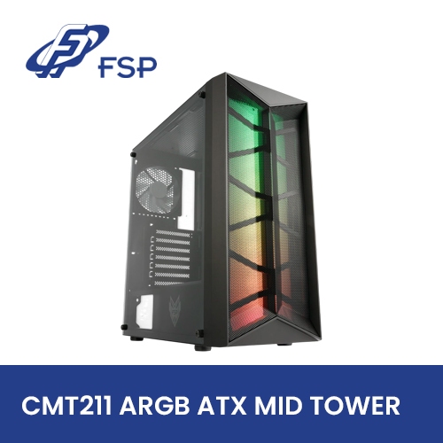 Jual FSP CMT211 ARGB ATX Mid Tower Case - Tempered Glass Casing ...