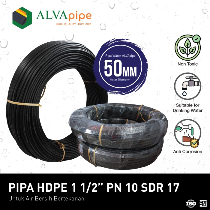 Jual ALVApipe Pipa HDPE 1 1/2 Inch (50 mm) PN 10 SDR 17 Pipa ...