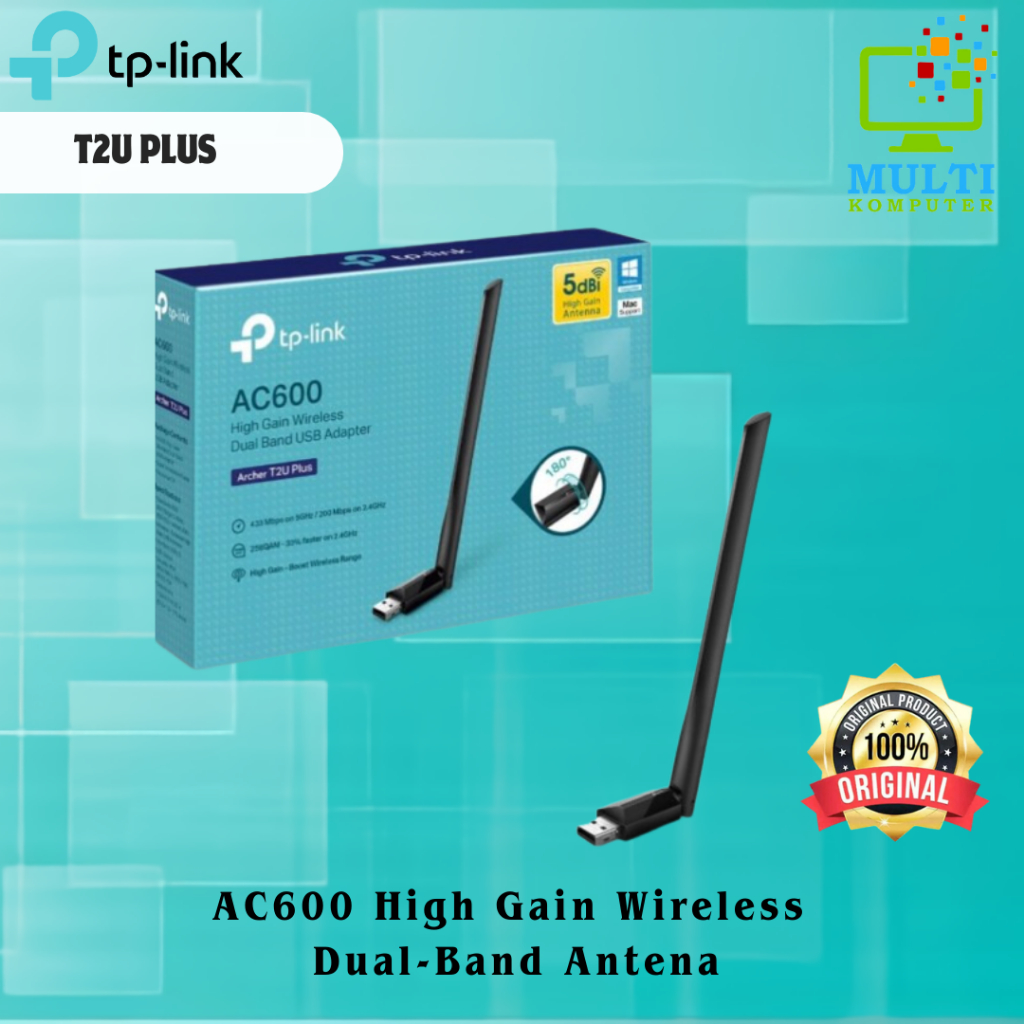 Jual TP-LINK AC600 High Gain Wireless DualBand USB Adapter Archer T2U ...