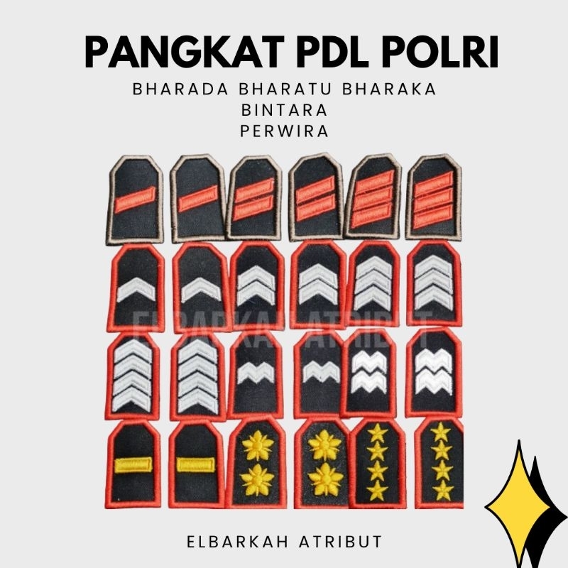 Jual PANGKAT PDL KERAH POLRI HITAM TERBARU ATRIBUT POLISI LIS MERAH ...