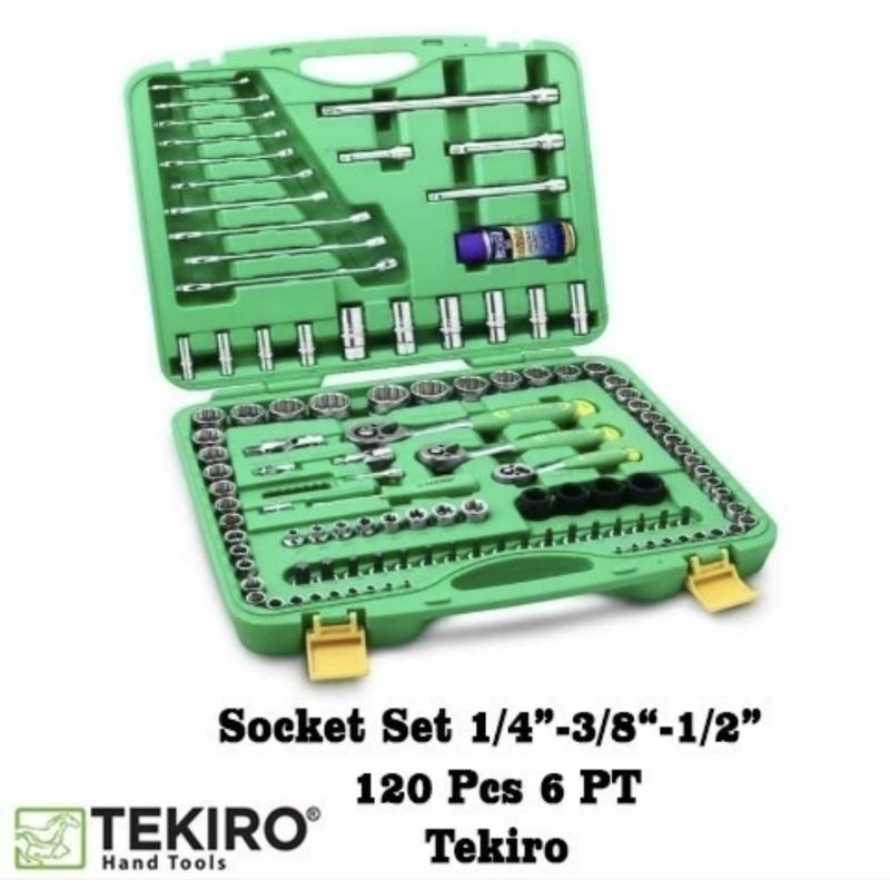 Jual TEKIRO SOCKET SET 120 PCS 1/4"-3/8"-1/2" 6 PT HAND SOCKET WRENCH SET KUNCI SOCK SOK SET BOX ...