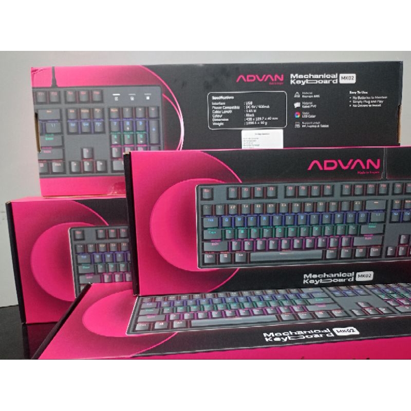 Jual Mechanical Keyboard Advan MK02 gaming Keyboard 104 Keys TKL RGB ...