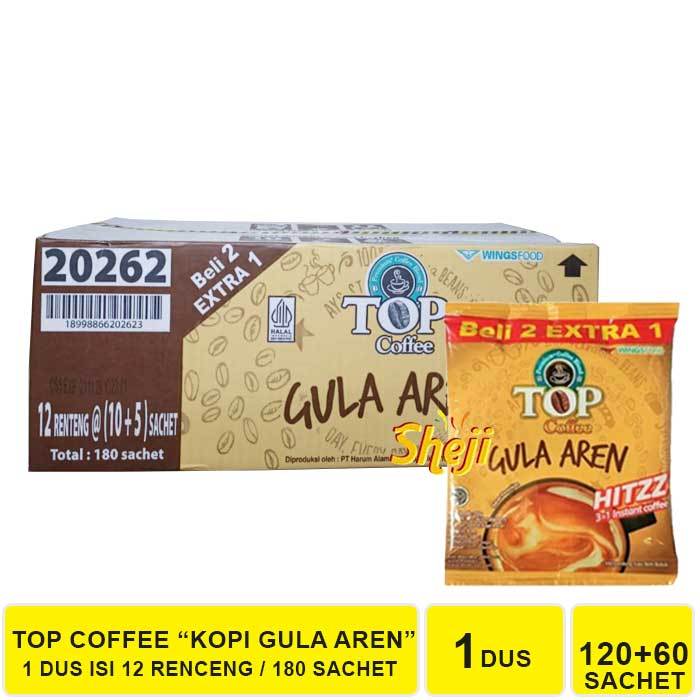 Jual 1 DUS ISI 12 RENCENG / 180 SACHET TOP COFFEE GULA AREN TOP KOPI ...