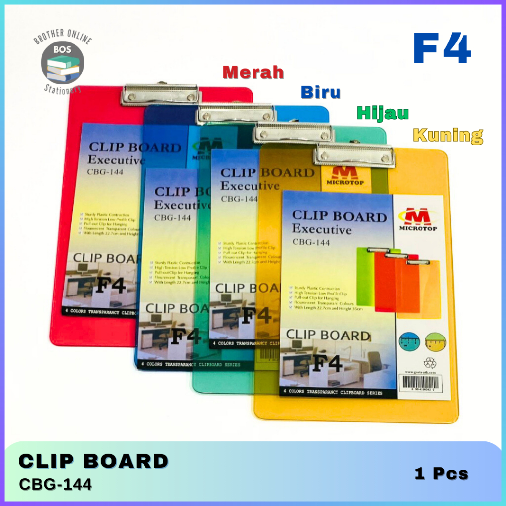 Jual BOS Clipboard Plastik Warna Bening Papan Jalan Papan Ujian Alas ...