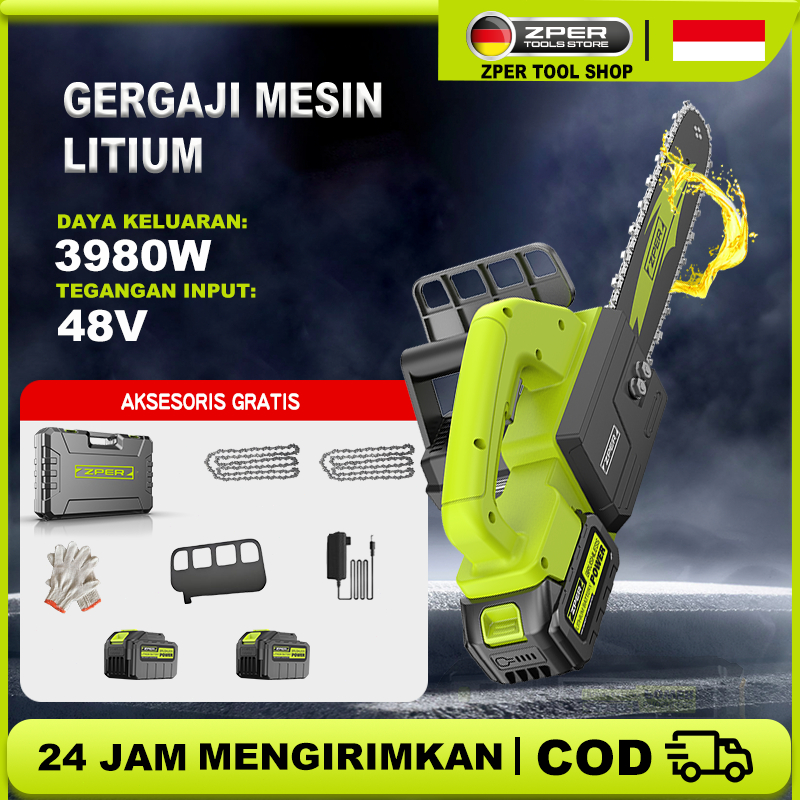 Jual ZPER 12‘’ / 16‘’ Cordless Chainsaw Gergaji Mesin Lithium Gergaji ...