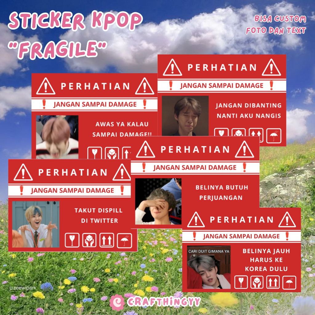 Jual Sticker Fragile Kpop Bisa Custom Isi 50 | Sticker Fragile Paket ...