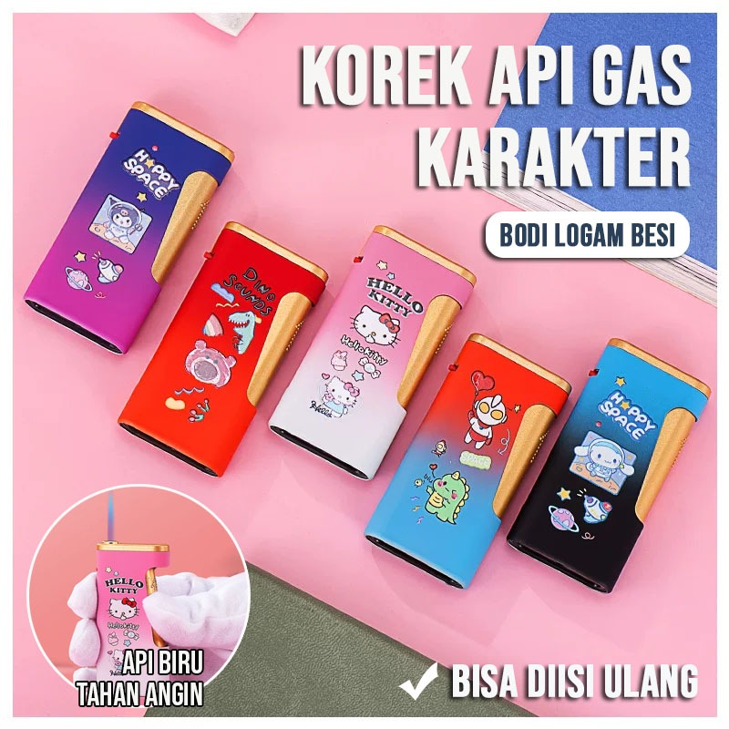 Jual BBAK Korek Api Gas Gambar Karakter 3D Bahan Besi Api Biru Bisa ...