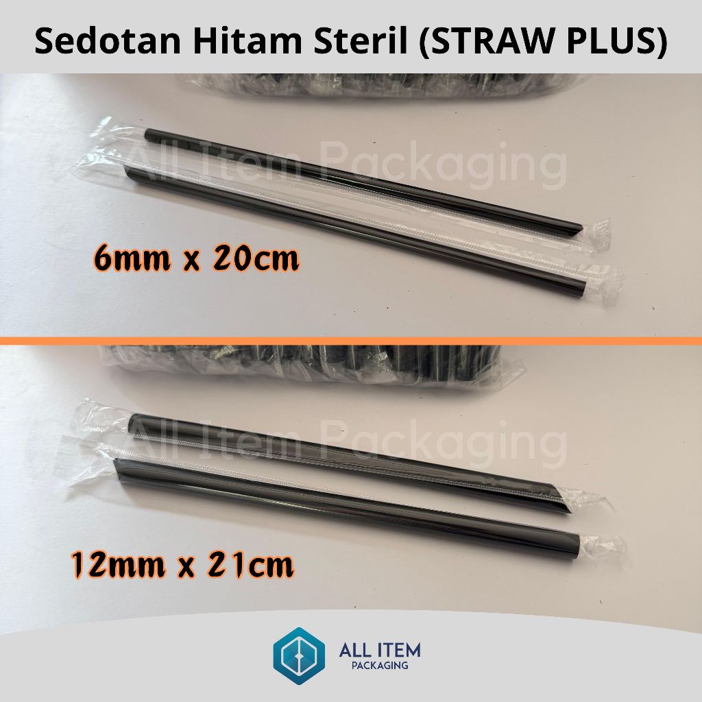 Jual Sedotan Hitam Steril 6mm 12mm Merk PLATINUM STRAW Lancip Higenis ...