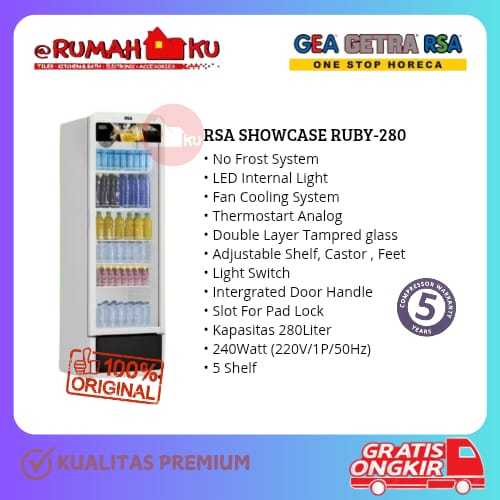 Jual RSA SHOWCASE RUBY-280 NO FROST/SHOWCASE 280 LITER NO FROST/RSA ...