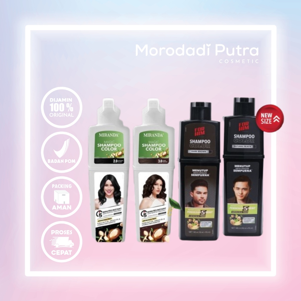 Jual Miranda Magic Shampoo Color 80+80ml & For Him Shampoo Color 70 ...