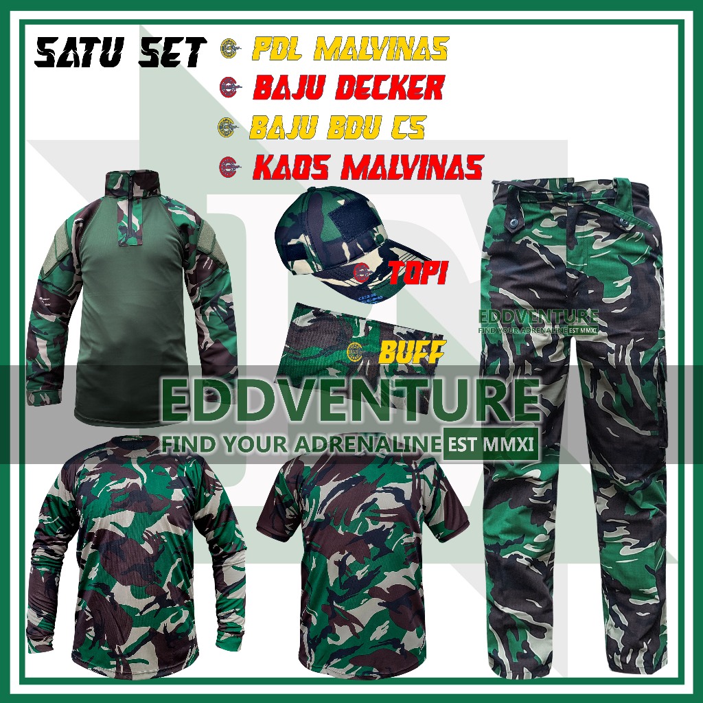 Jual Full Set Setelan Pakaian Seragam Kaos Baju Decker BDU CS Celana Panjang Topi Buff Loreng ...